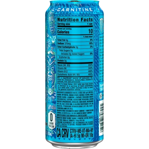 Monster Energy Ultra, Blue Hawaiian, Zero Sugar Energy Drink, 16 fl oz ...