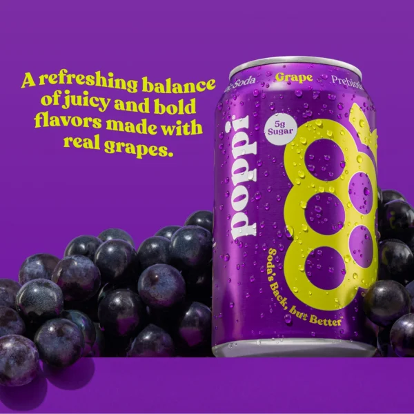 Poppi Grape Prebiotic Soda, 12 oz, 1 Pack Can – American Candy